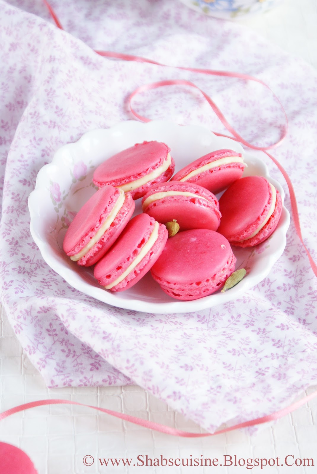 Shab's Cuisine: Rosewater Macarons with Cardamom Infused White ...
