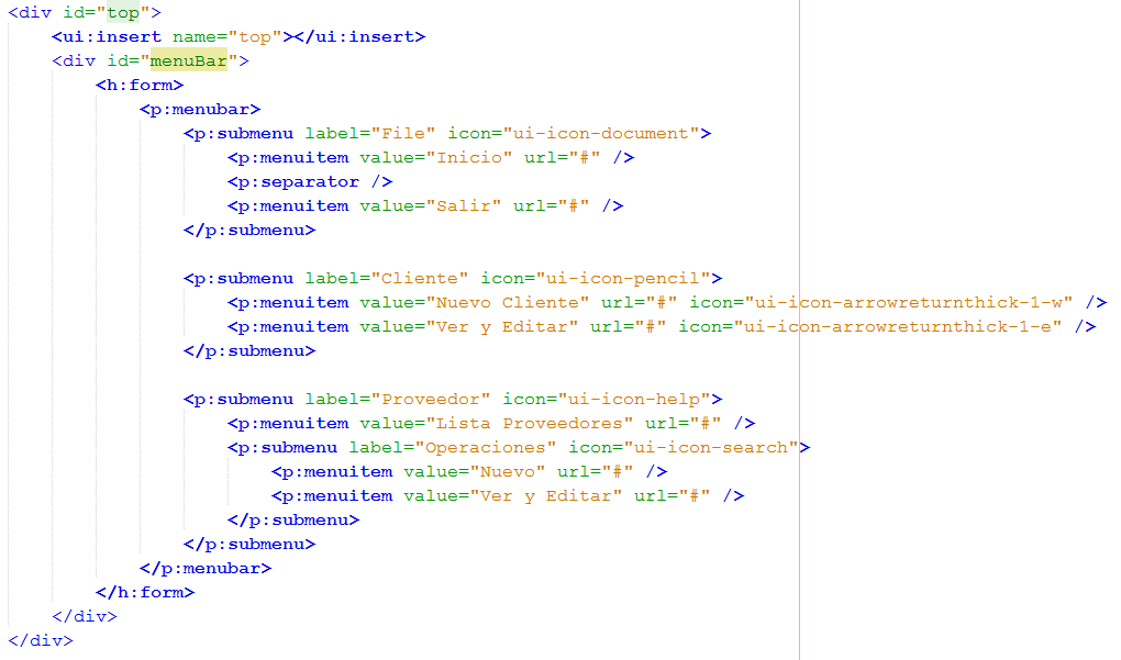 Topicos Java: Uso de Plantilla y Menu de Primefaces en JSF