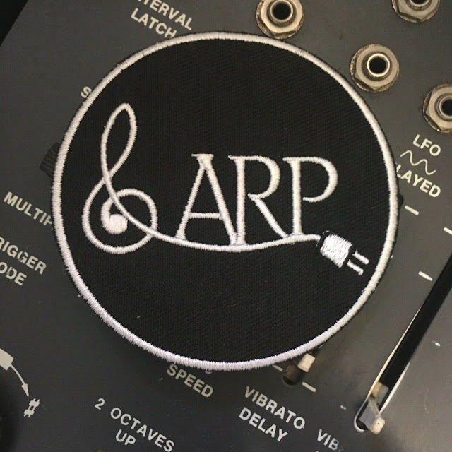 MATRIXSYNTH: Cool Silver / White on Black Arp Logo Patch