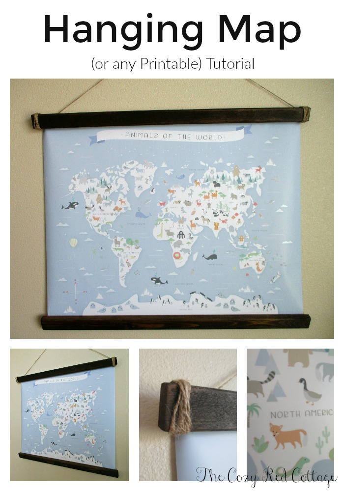 The Cozy Red Cottage: Hanging Map (or any printable) Tutorial