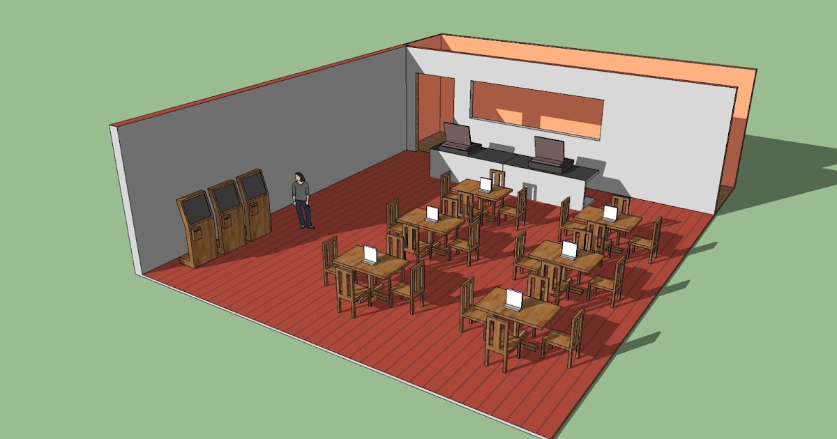 desain 3D kafe atau rumah makan - jasa desain sketchup