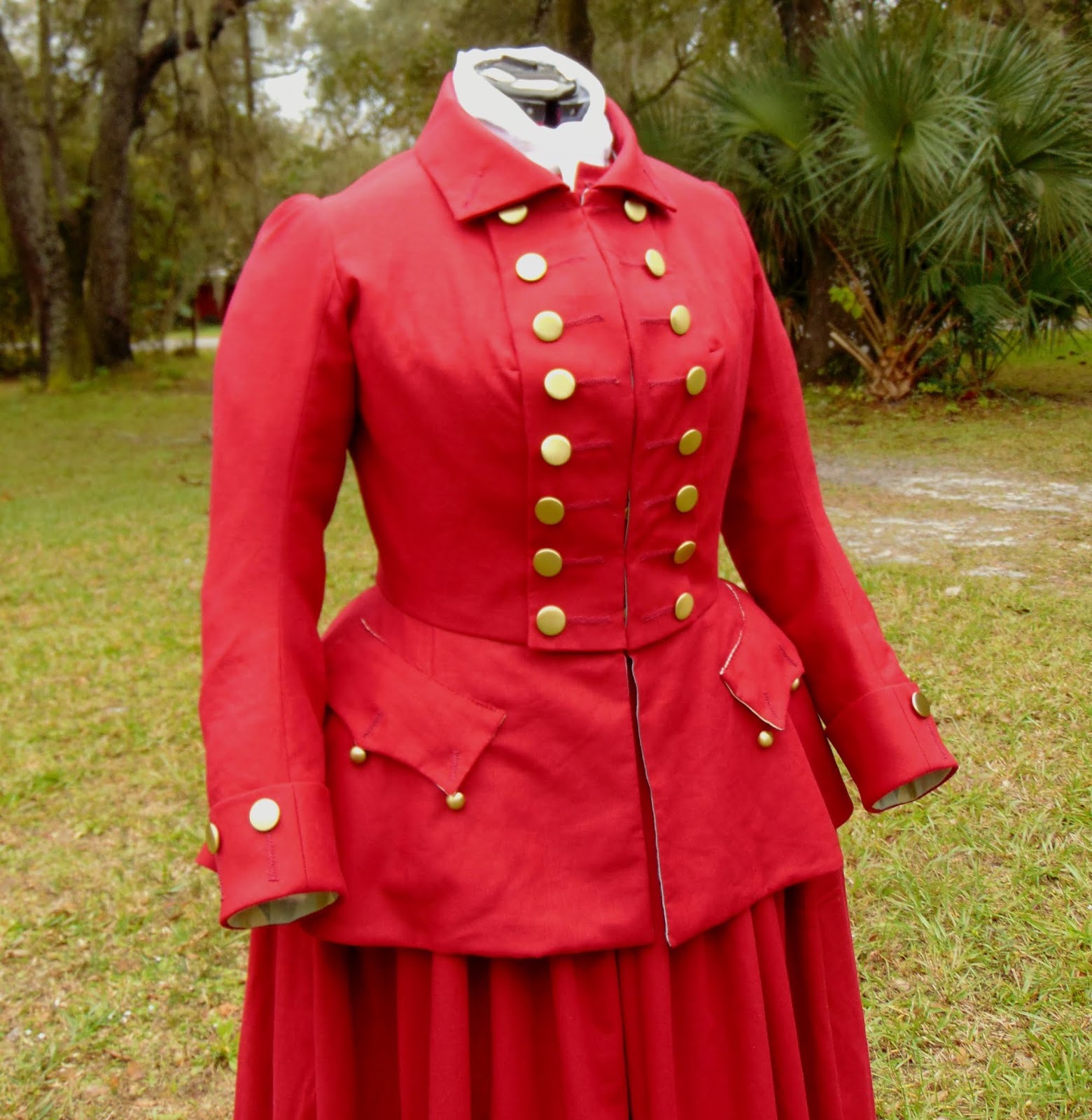 The Antique Sewist: JP Ryan Riding Habit - Red Linen