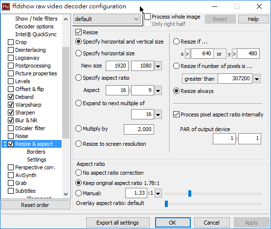 睇片研究所: ffdshow raw video filter簡單改善播放器畫質