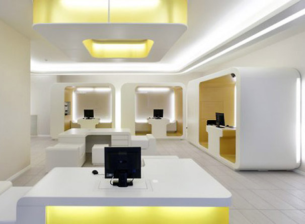MODERN OFFICE BANK INTERIOR LIGHTING DESIGN