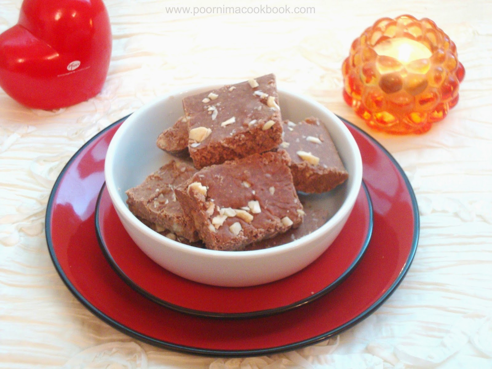 Poornima's Cook Book: Chocolate Burfi - Using Milk Powder