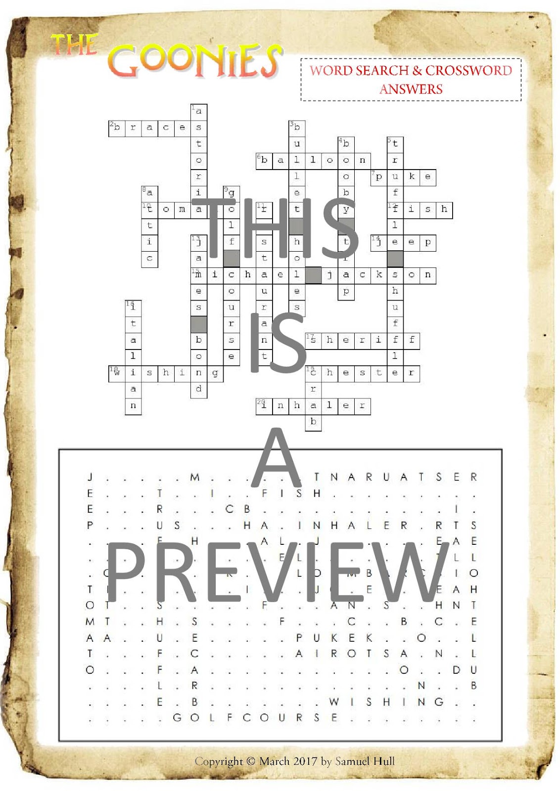 The Goonies (1985) - Movie Questions + Activities - Answer Key Included ...