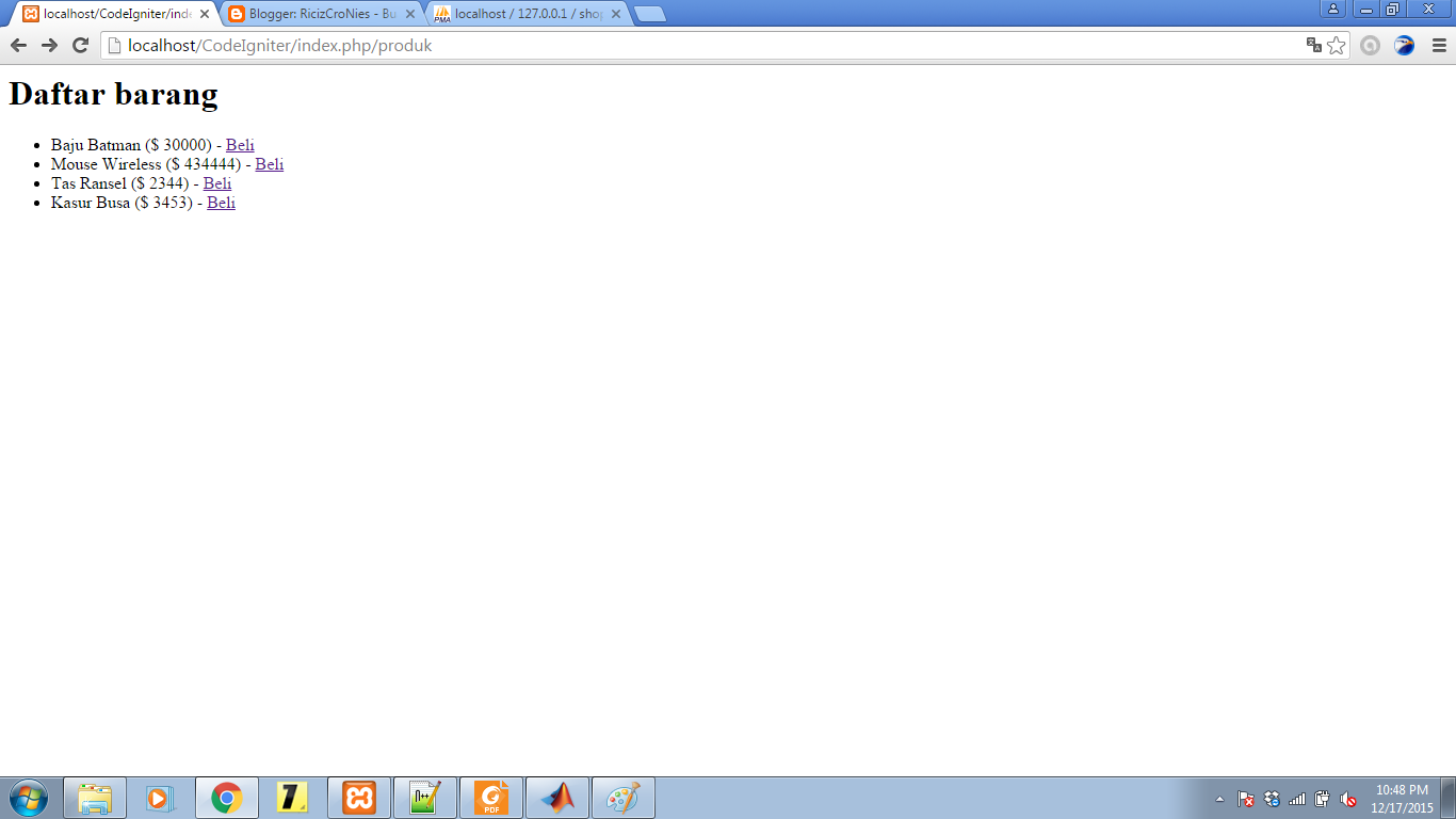 Membuat Shopping Cart Sederhana Dengan Codeigniter