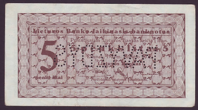 Lithuania Litas 5 Litai banknote 1922|World Banknotes & Coins Pictures ...
