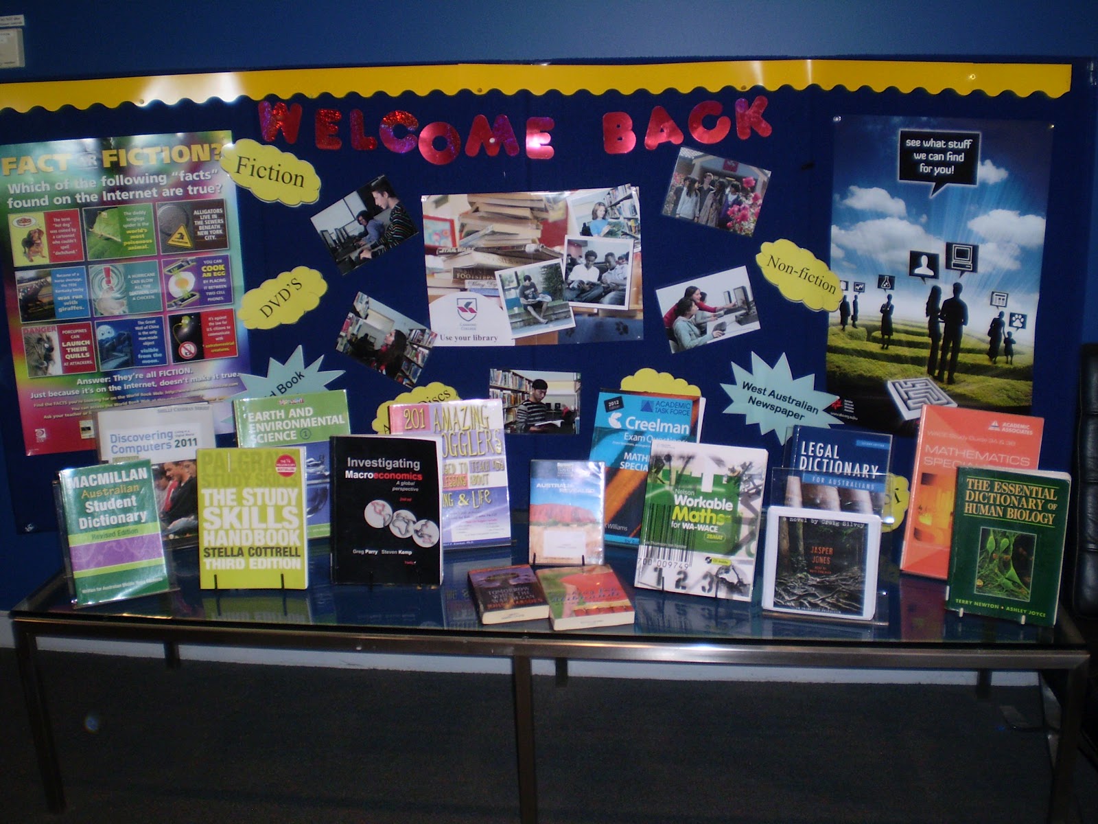 Canning College Library Displays: Welcome Back (term 3)