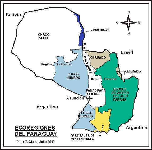 Parques Nacionales del Paraguay: Mapa de las Ecoregiones del Paraguay