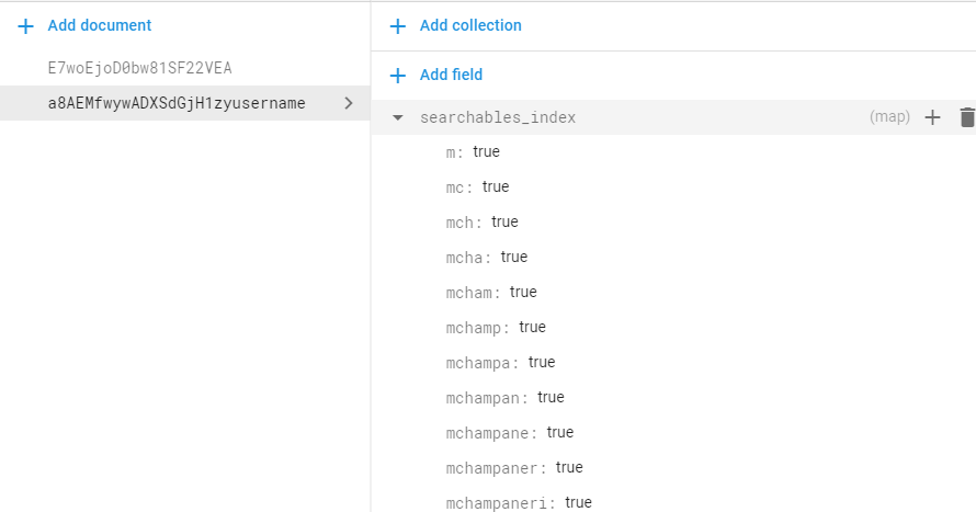 partial search with firestore
