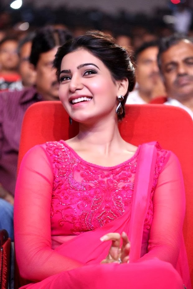 Samantha hot wallpapers in pink transparent saree - Indian Cinema Gallery