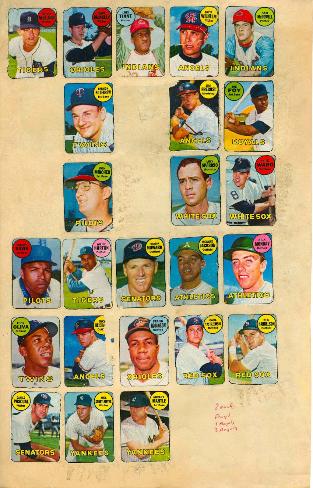 1969 Topps Baseball: 1969 Topps Decals
