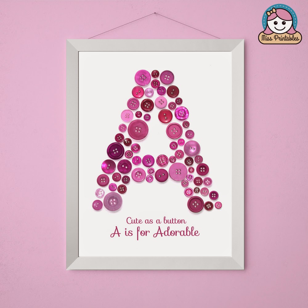 Miss Printables: Cute as a button - alphabet buttons