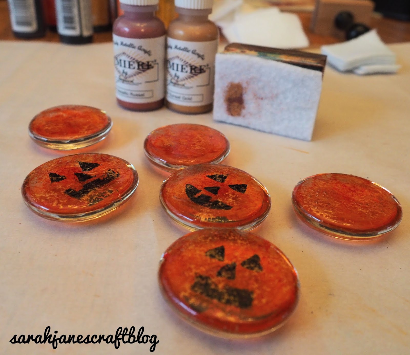 Alcohol Ink Pumpkin Gems