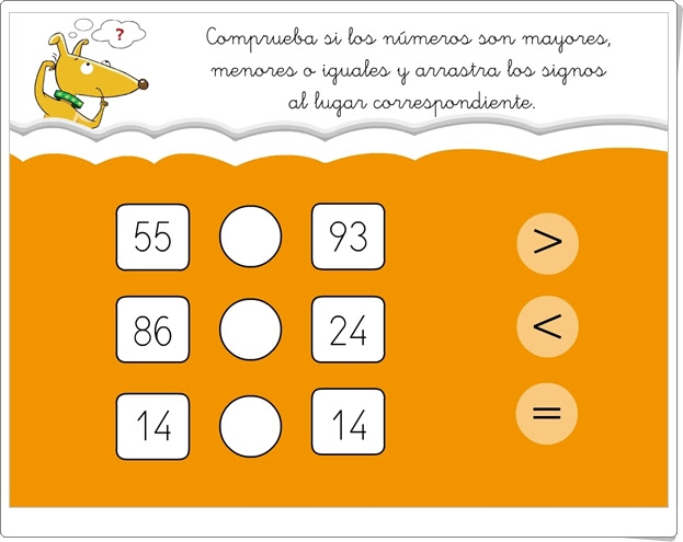 Juegos educativos de Matemáticas online: "¿Mayor, menor o igual ...