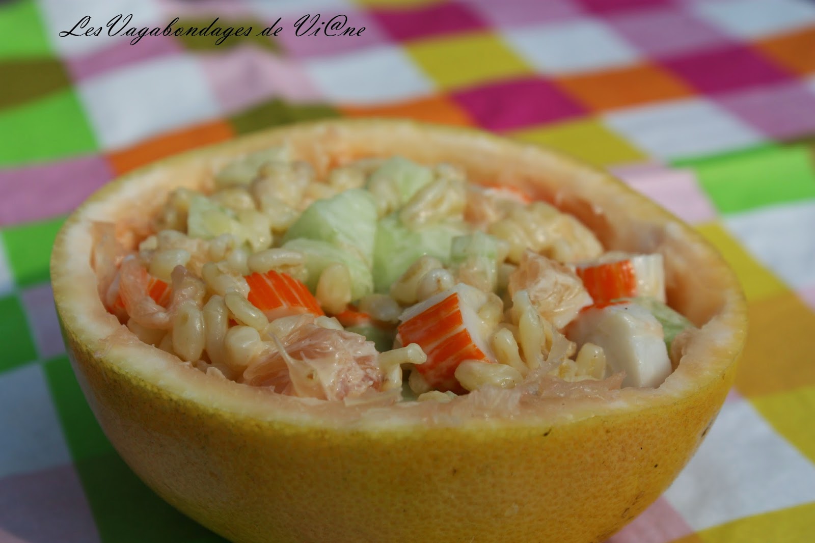 Les Vagabondages de Vi@ne: Salade de blé, surimi, concombre et pamplemousse