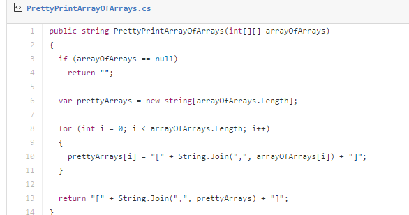Pretty Print Array Of Arrays In Net C