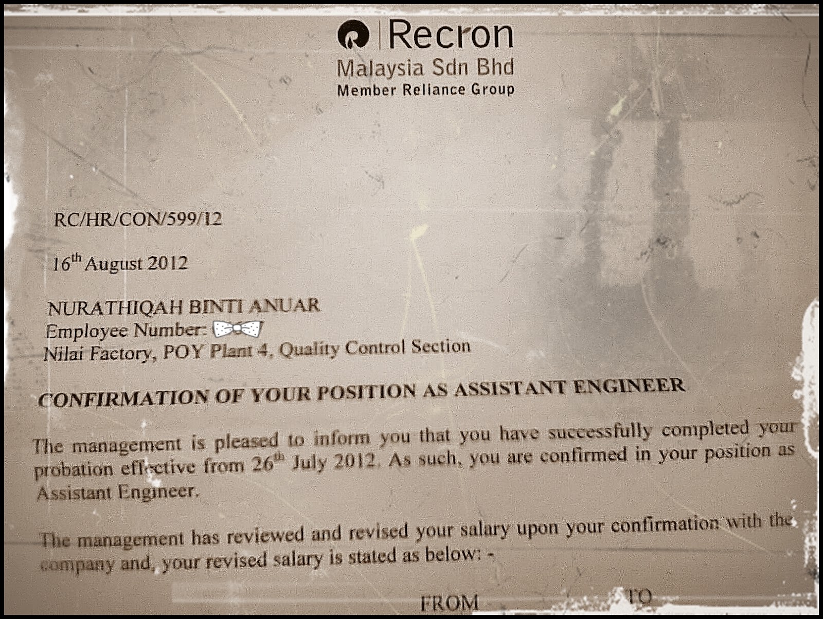 I AM AQEI ANUAR: Aku Warga Recron (M) Sdn Bhd