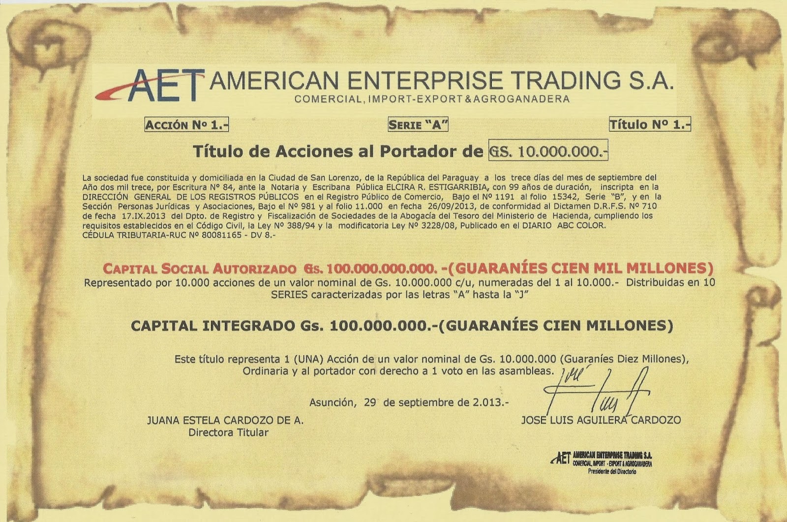 Sociedad Anónima lista para invertir en el Paraguay: Modelo acciones