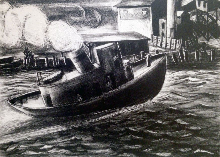 New Deal of the Day: New Deal Tugboat Art (3/5): "Tug Boat" by Max Kahn