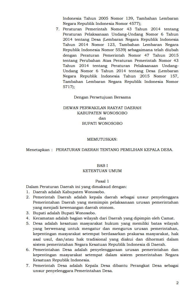 Contoh Peraturan Daerah Jawa Tengah Dan Wonosobo