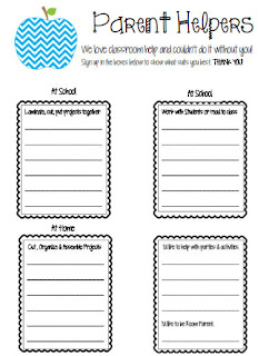 Fun Fabulous First: Parent Helpers- FREEBIE!