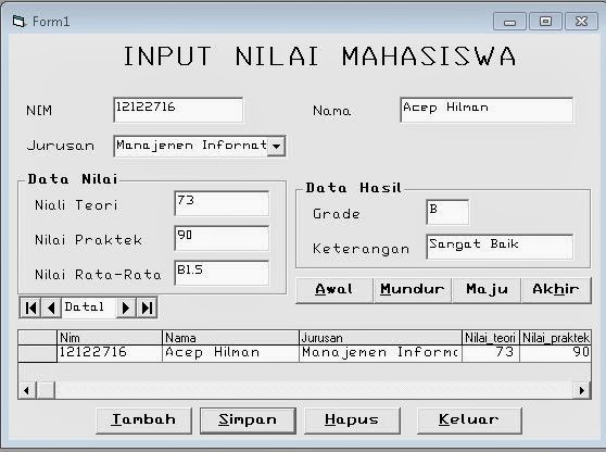 Contoh Tugas Visual Basic 6 Part II BSI Woltermonginsidi