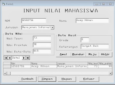 Contoh Tugas Visual Basic 6 Part II BSI Woltermonginsidi