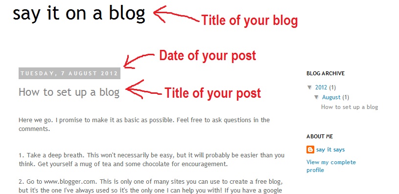 say it on a blog: How to set up a blog
