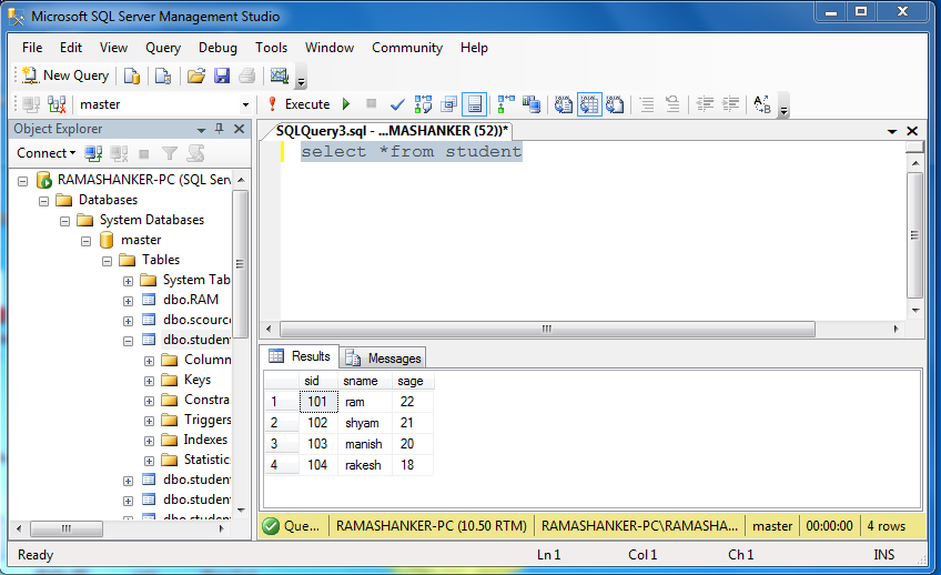 Create The Table Column And Insert The Data Without Sql