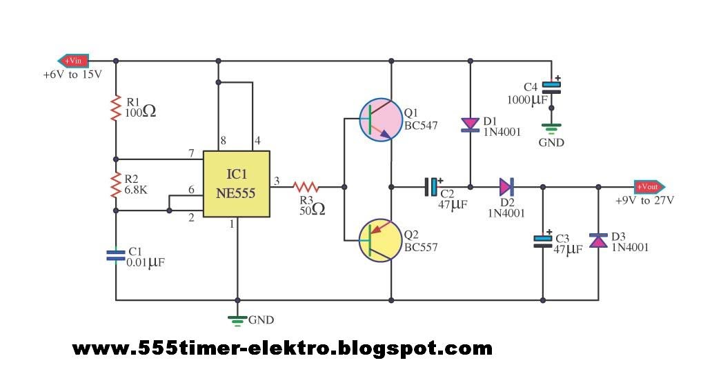 555 TIMER CIRCUITS -: Dc to Dc converter using 555 Timer IC