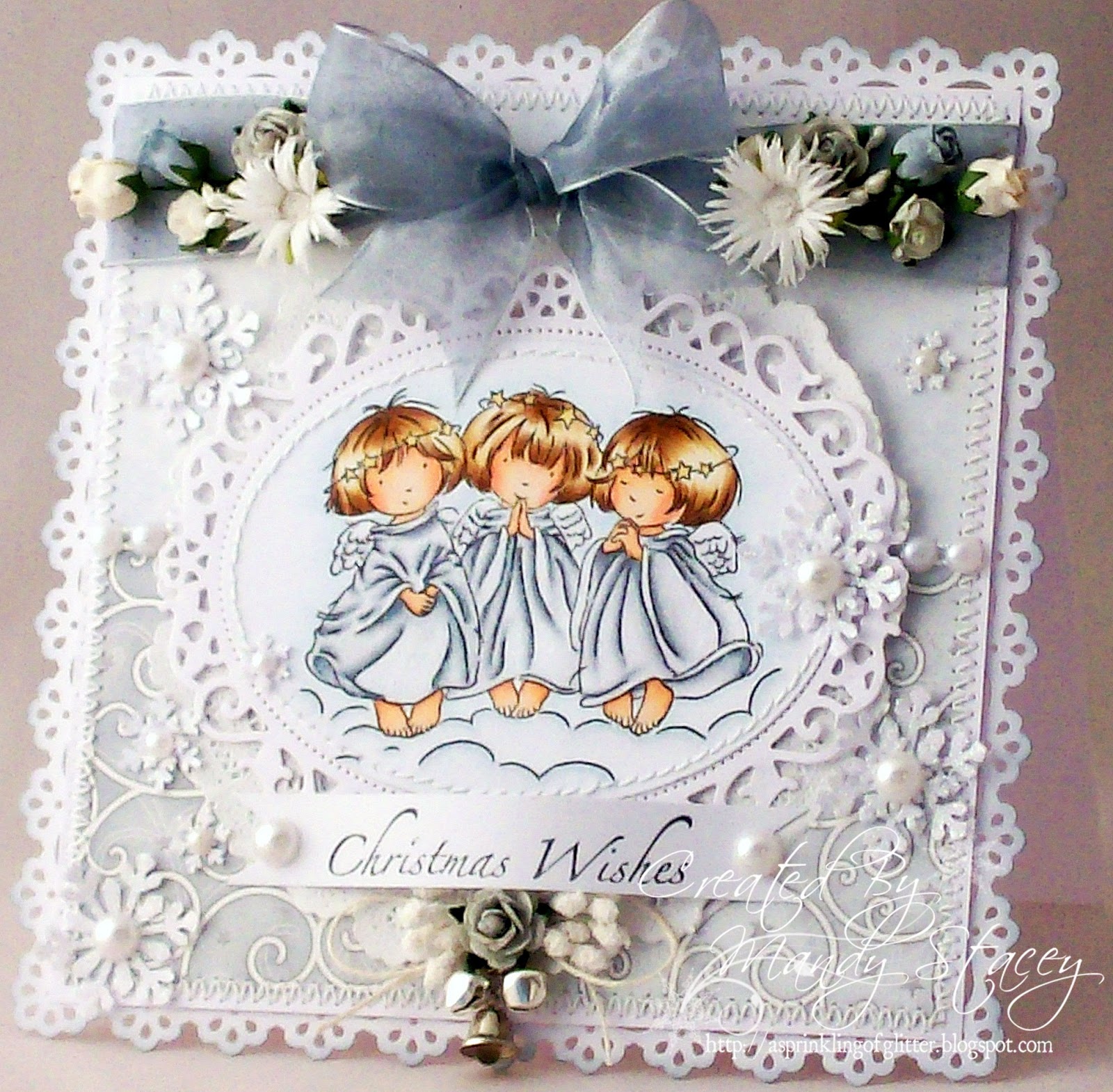 A Sprinkling of Glitter: Three Little Angels - Addicted To Stamps DT Card