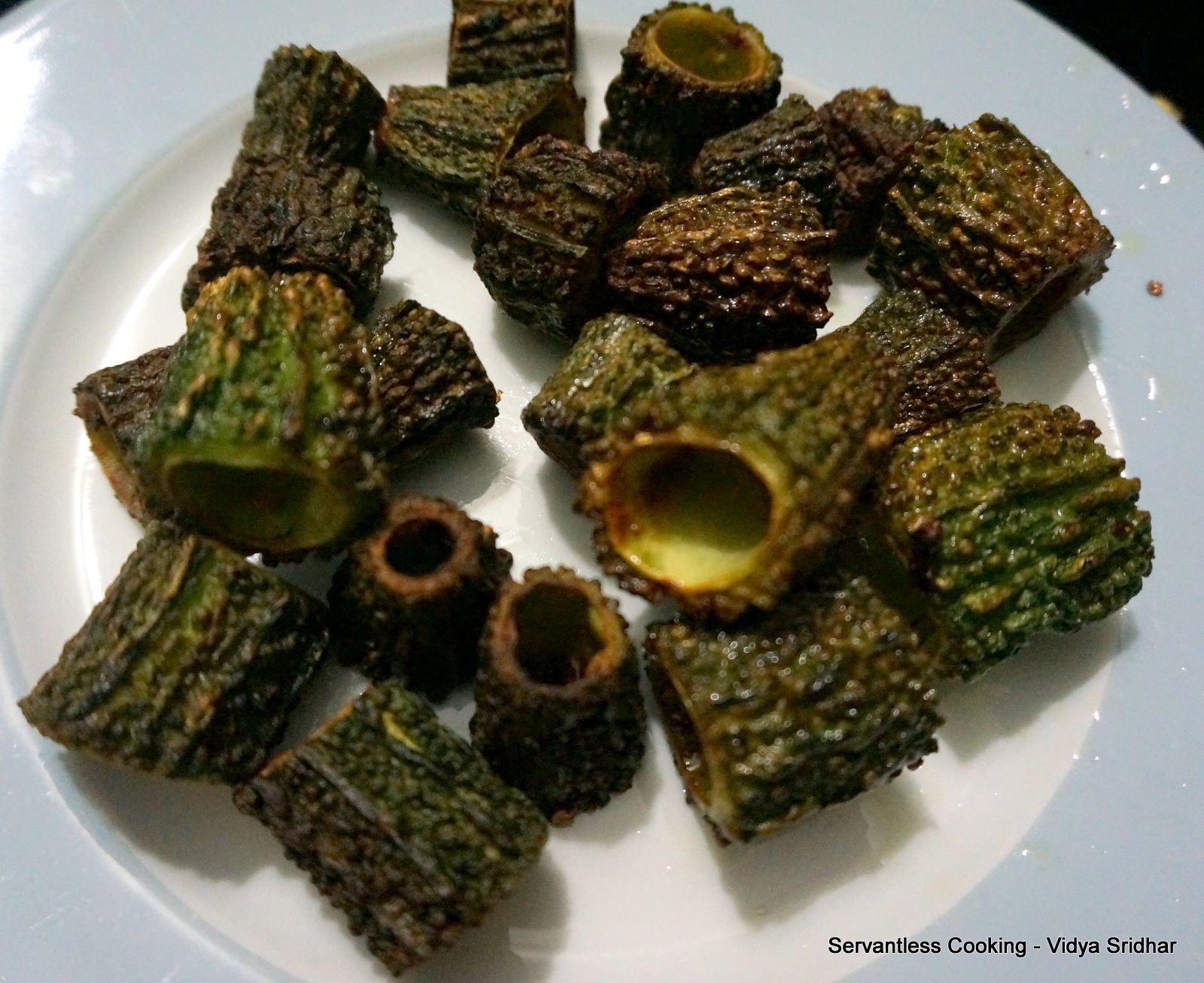 Servantless cooking : Bharlele Karle - Stuffed Karela (Bitter gourd)