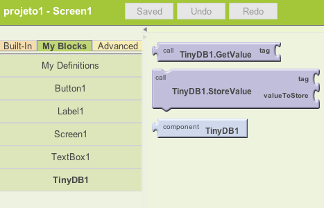 Desenvolvendo com AppInventor: Componente TinyDB