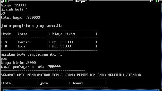 Contoh Output program pascal if dan array