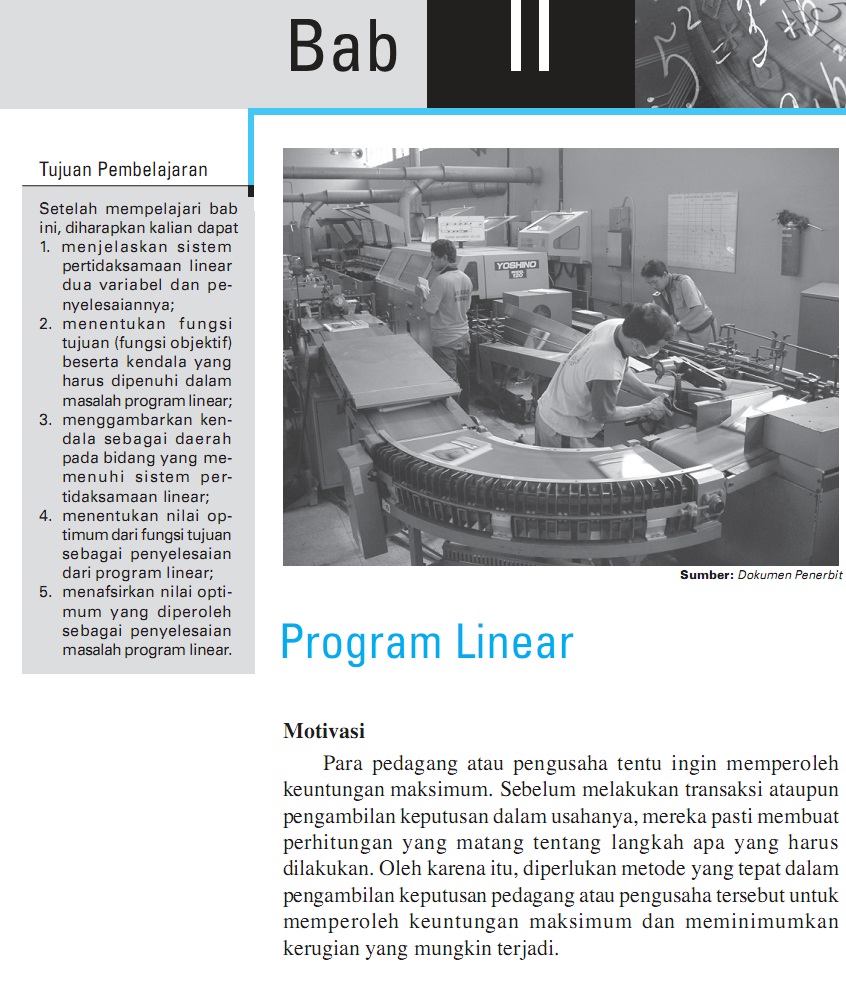 MATEMATIKA DI SMA: KHAZANAH MATEMATIKA 3 SMA/MA KELAS XII IPS BAB 2 PROGRAM LINEAR