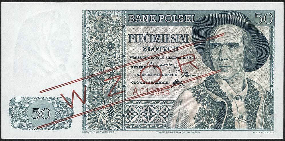 Polish banknotes 50 Złoty bank note of 1939|World Banknotes & Coins ...