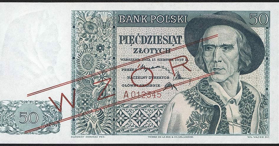 Polish banknotes 50 Złoty bank note of 1939|World Banknotes & Coins ...