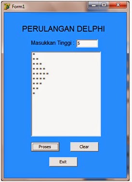 Ekram's Blog: Delphi 7 - Program Setengah Diamond