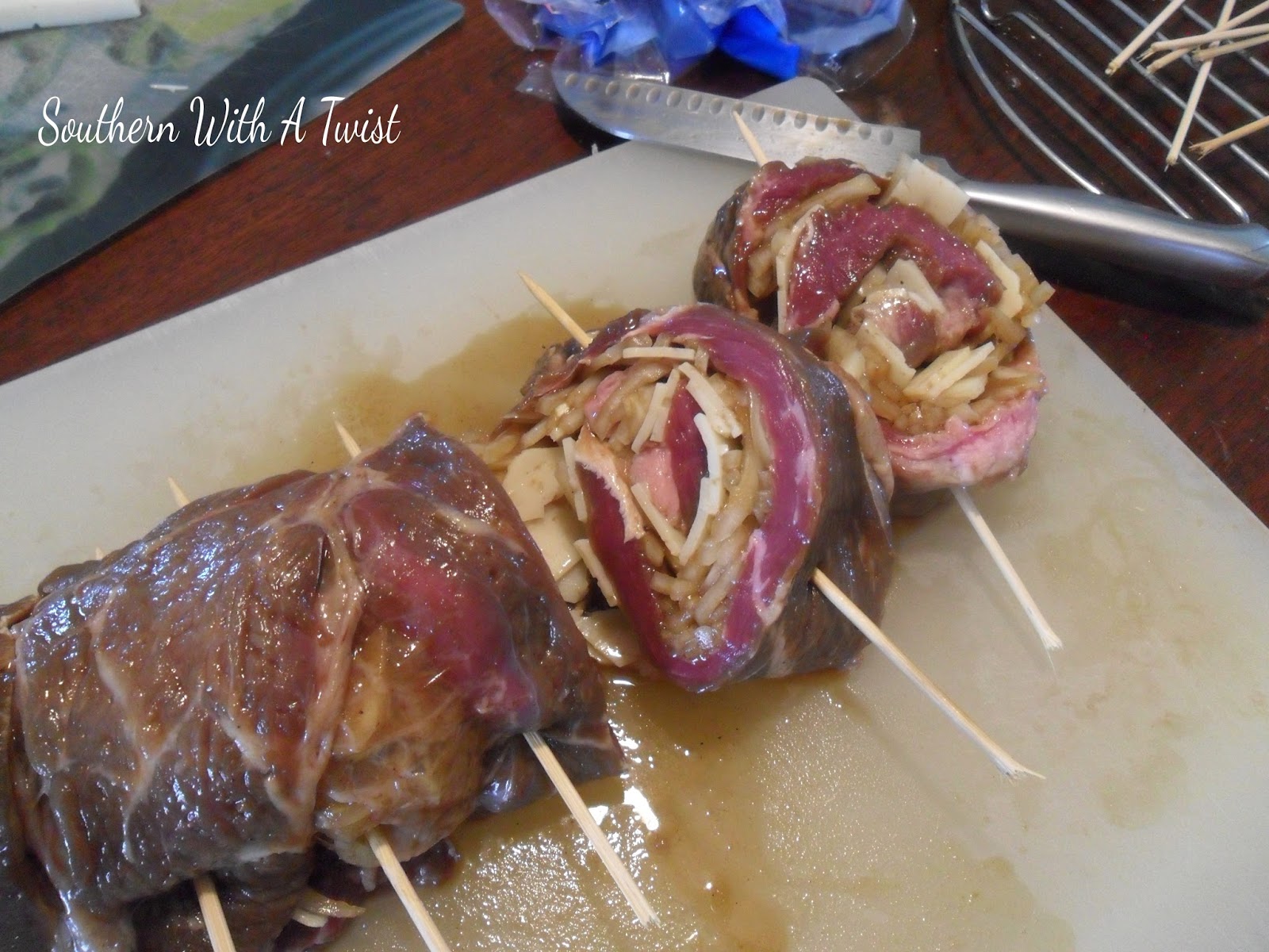 Southern With A Twist: Stuffed Flank Steak Rolls