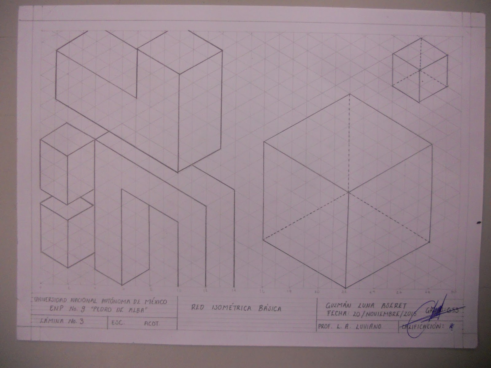 DIBUJO CONSTRUCTIVO II : LÁMINA 2, RED ISOMÉTRICA BÁSICA