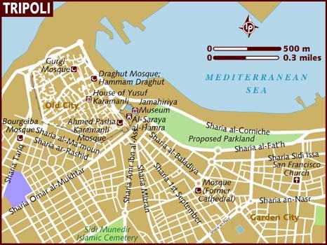 google maps europe: Mappa della città Tripoli immagini