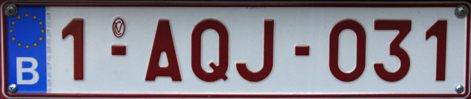 Belgian Licence Plates: Pictures of numbers from 001 to 999