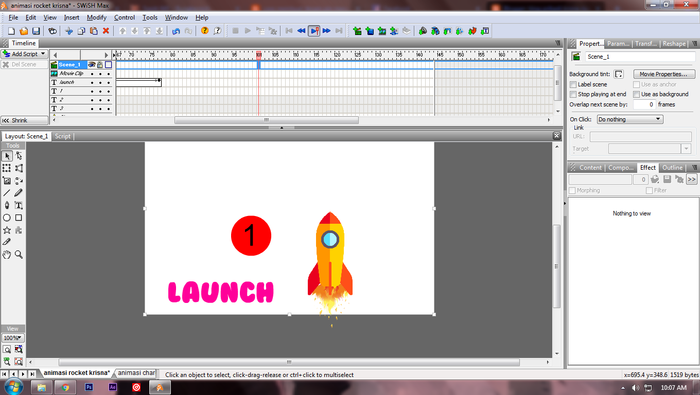 cara membuat animasi rocket menggunakan swishmax