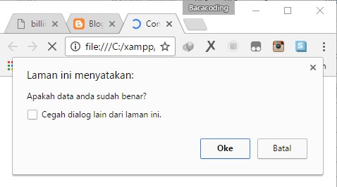 Cara Membuat Confirm Box dengan JavaScript - BACA CODING