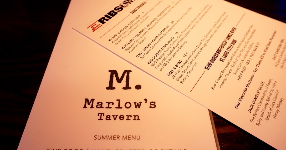 I Run For Wine: Ribs and Whiskey Menu at Marlows Tavern