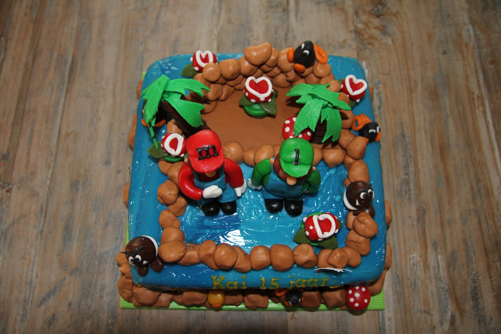 lekker zoet: Mario en Luigi taart voor Kai 15 jaar