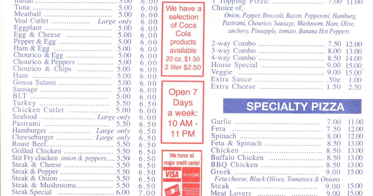 Atlas Pizza Menu Fall River: Atlas pizza full menu