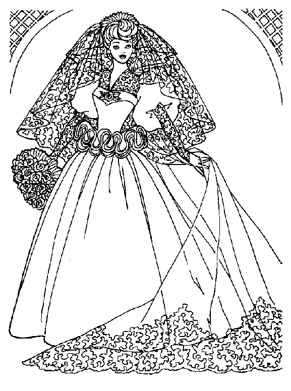 Coloring pages for kids free images: BRIDE BARBIE DRAWINGS COLORING PAGES